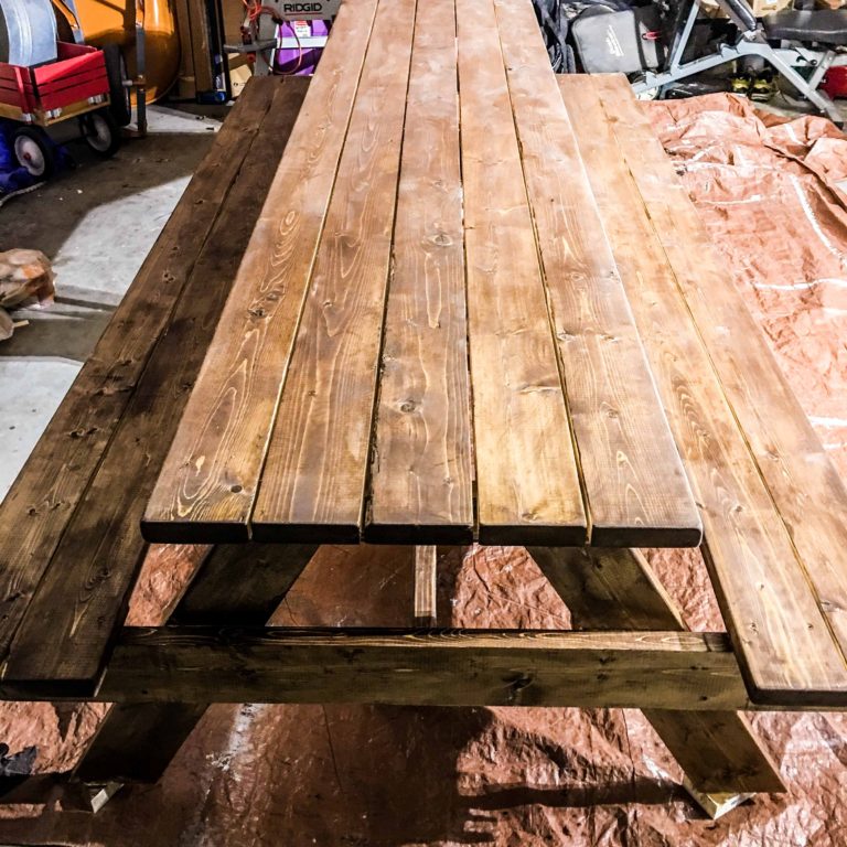How to DIY Finish an Outdoor Picnic Table by MyOutdoorPlans – Building ...